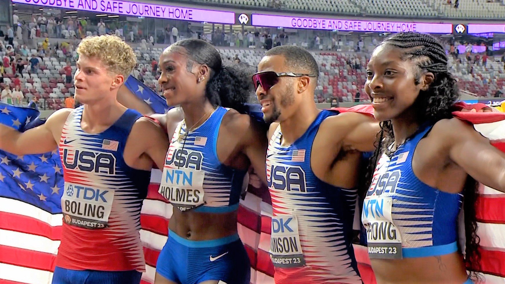 混合4×400mリレーで世界新！アメリカが3分08秒80で2大会ぶり金 ゴール直前で転倒のオランダかわす【世界陸上ブダペスト】 | TBS NEWS DIG